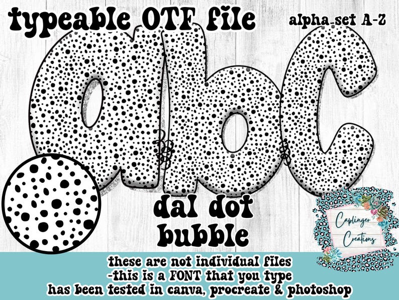 Dalmatian Dot Bubble Alpha FONT A-Z | TYPEABLE FONT - Etsy