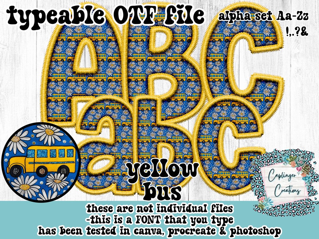 Yellow School Bus Alpha FONT A-Z | TYPEABLE FONT - Etsy