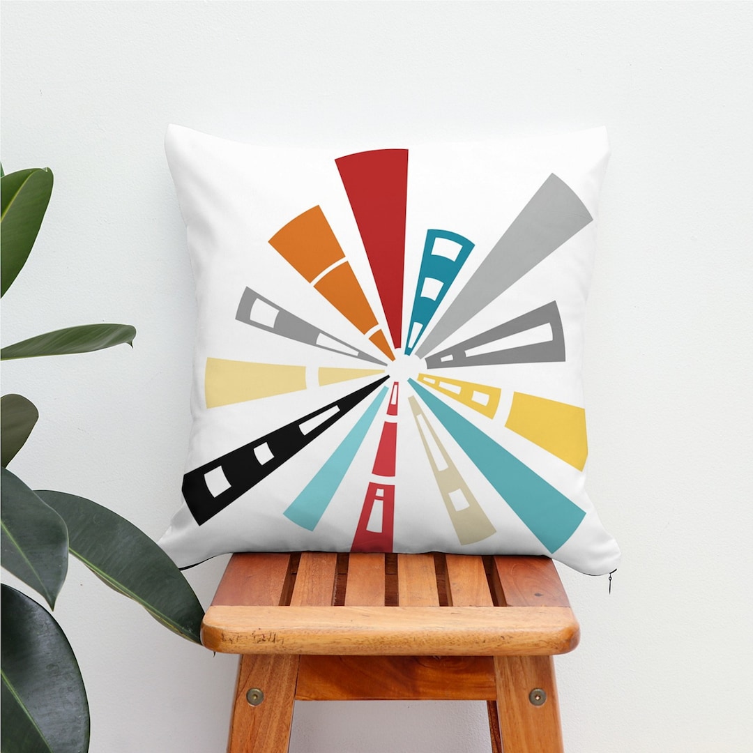 Mid-century Modern Couch Cushion Cover, Retro Geometric Throw Pillow ...