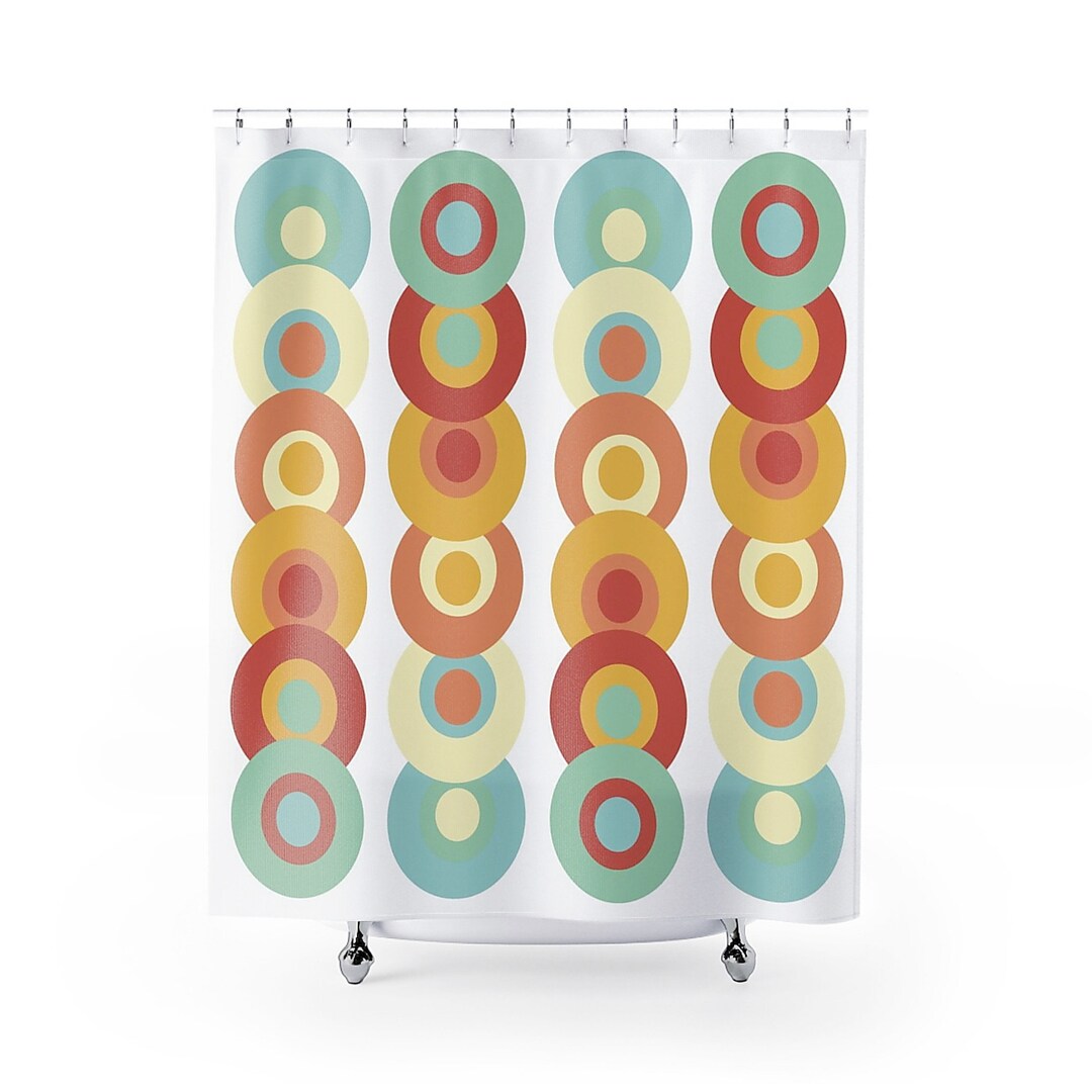 Mid-century Modern Geometric Shower Curtain, Retro Art Bath Decor ...
