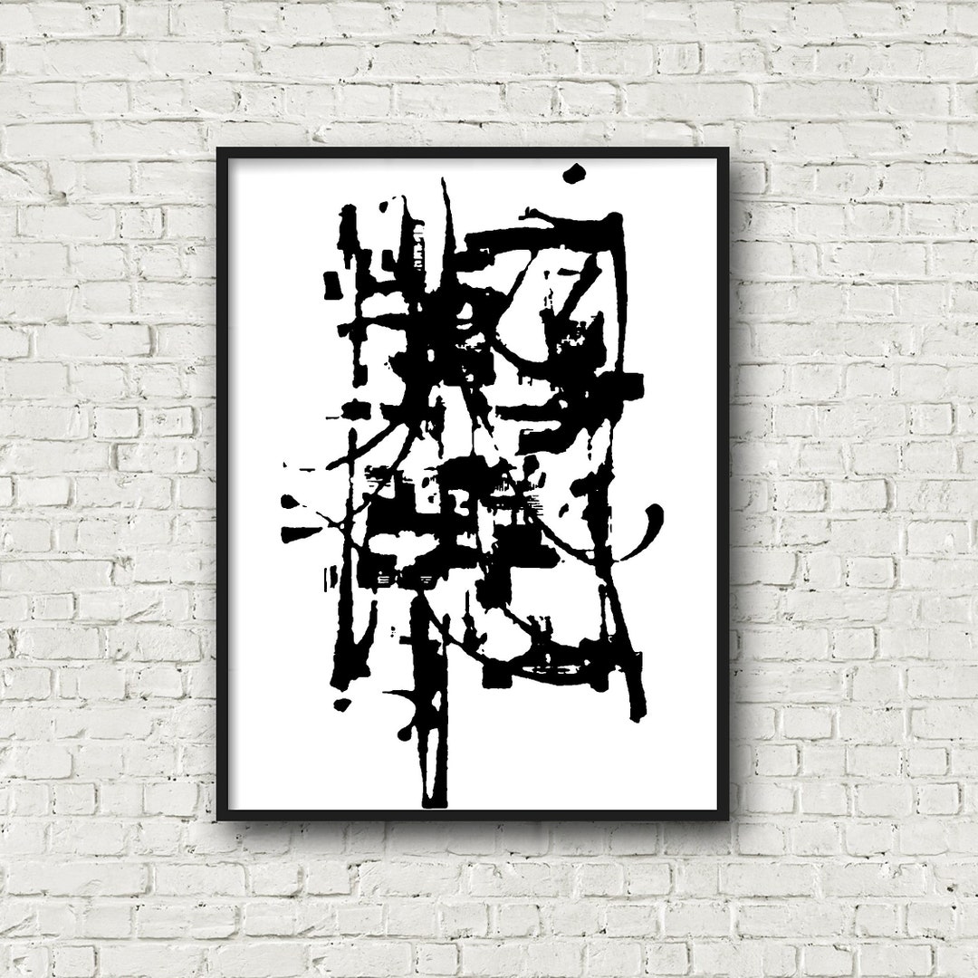 Monochromatic Print, Expressionist Art, Black and White Abstract ...