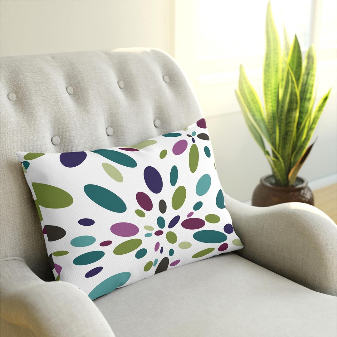 1950s Atomic Age Lumbar Pillow, Geometric Art Couch Cushion, Mid ...