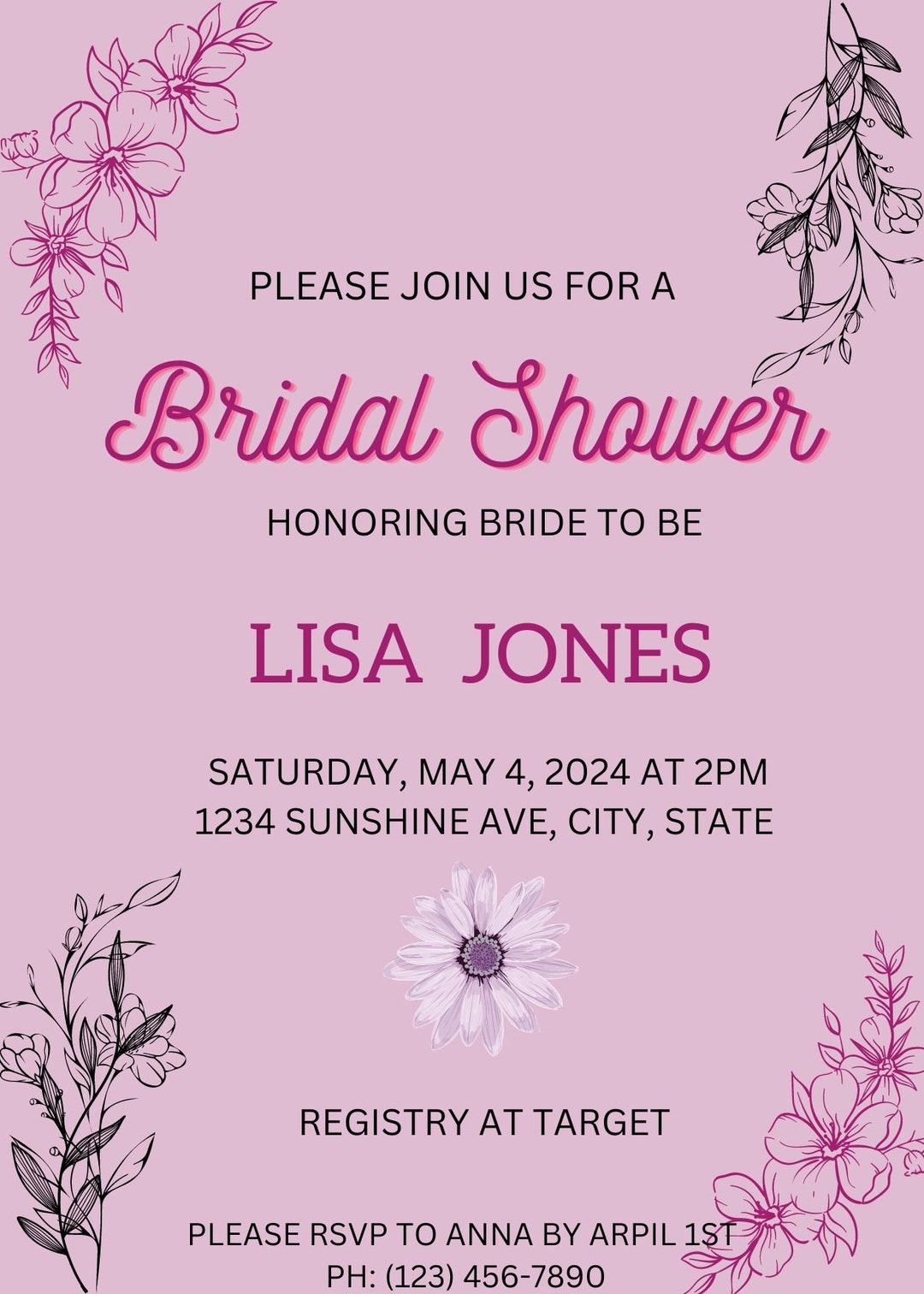 Bridal Shower Card Template - Etsy