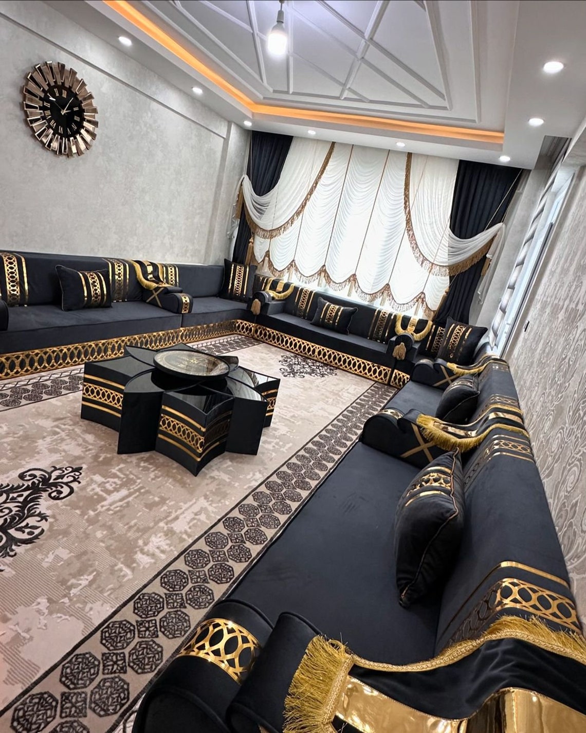 Custom Design Arabic Sofa, U Shaped Arabic Sofa Set, Moroccan Sofa Set ...