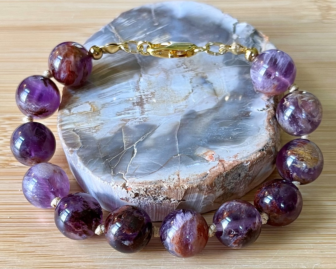 Super Seven Amethyst Bracelet. Aaa-grade 12mm “super Seven”, Mineral ...