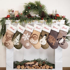 Personalized Christmas Stockings Rustic Stocking Applique Suede ...