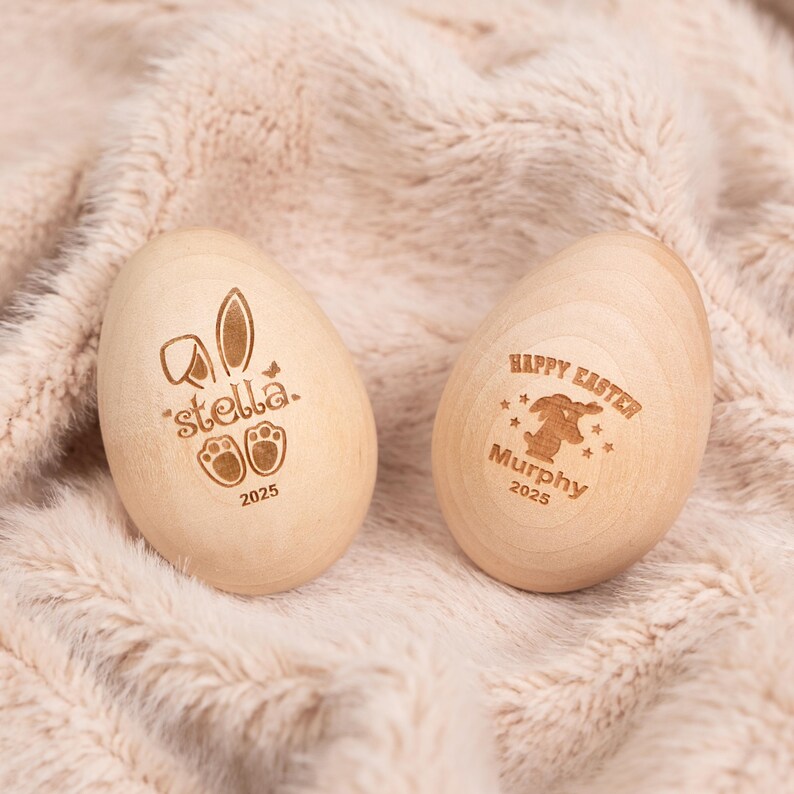 Personalized Wooden Easter Eggs Custom Wood Egg Engraved Bunny Eggs ...
