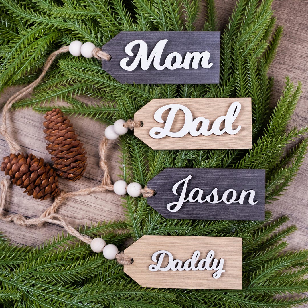 Personalized Wooden Name Tags Stocking Tags Engraved Name Tags for ...