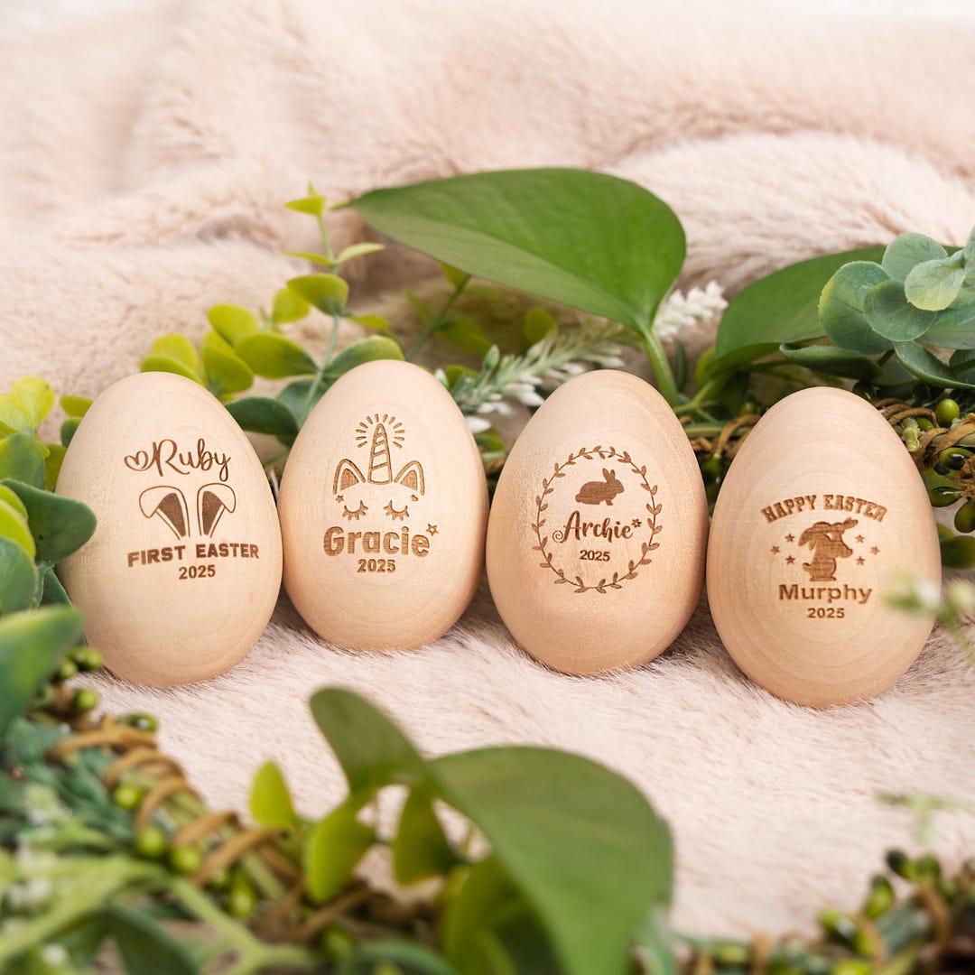 Personalized Wooden Easter Eggs Custom Wood Egg Engraved Bunny Eggs ...