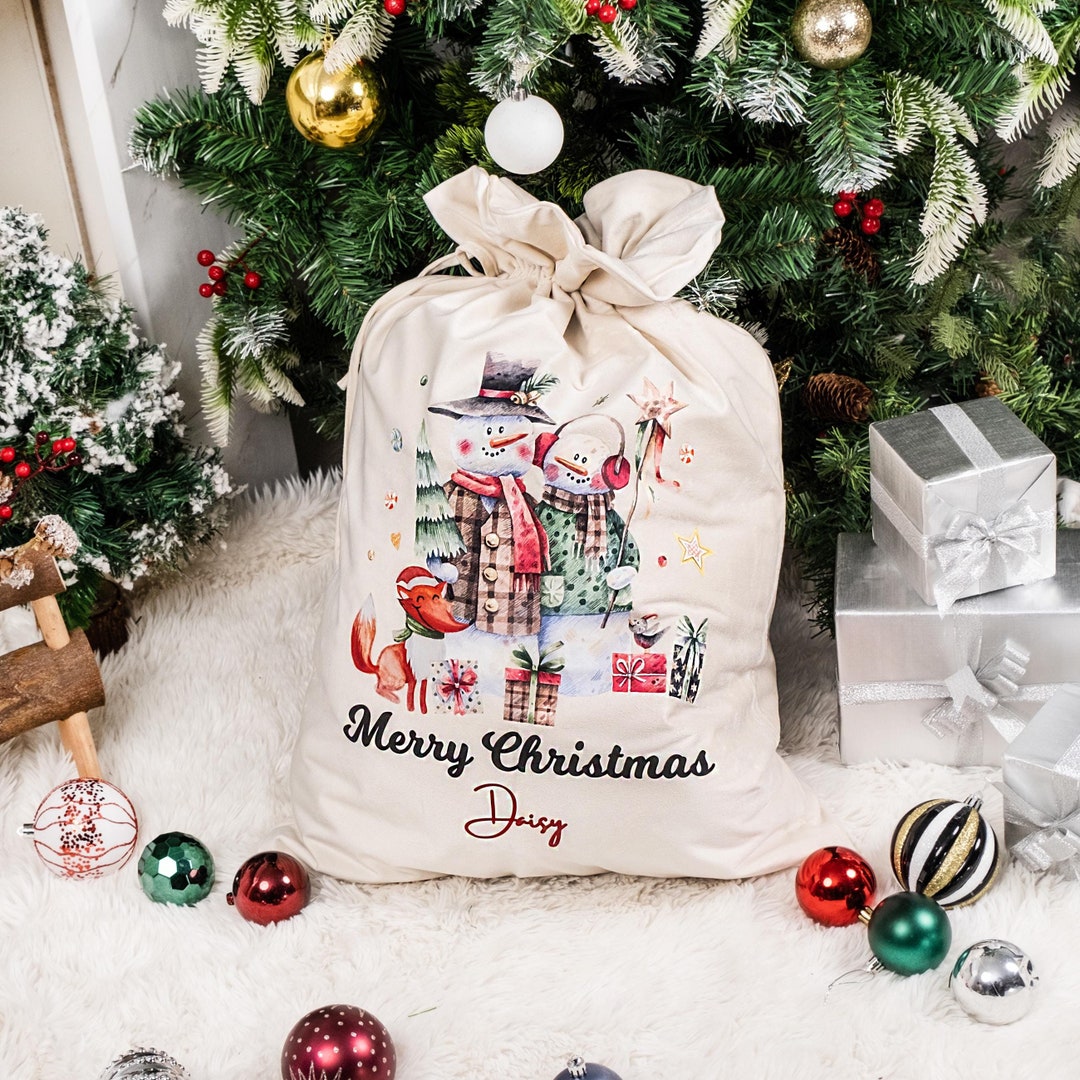 Personalized Christmas Sack Monogrammed Xmas Sack With Name Santa Sack ...