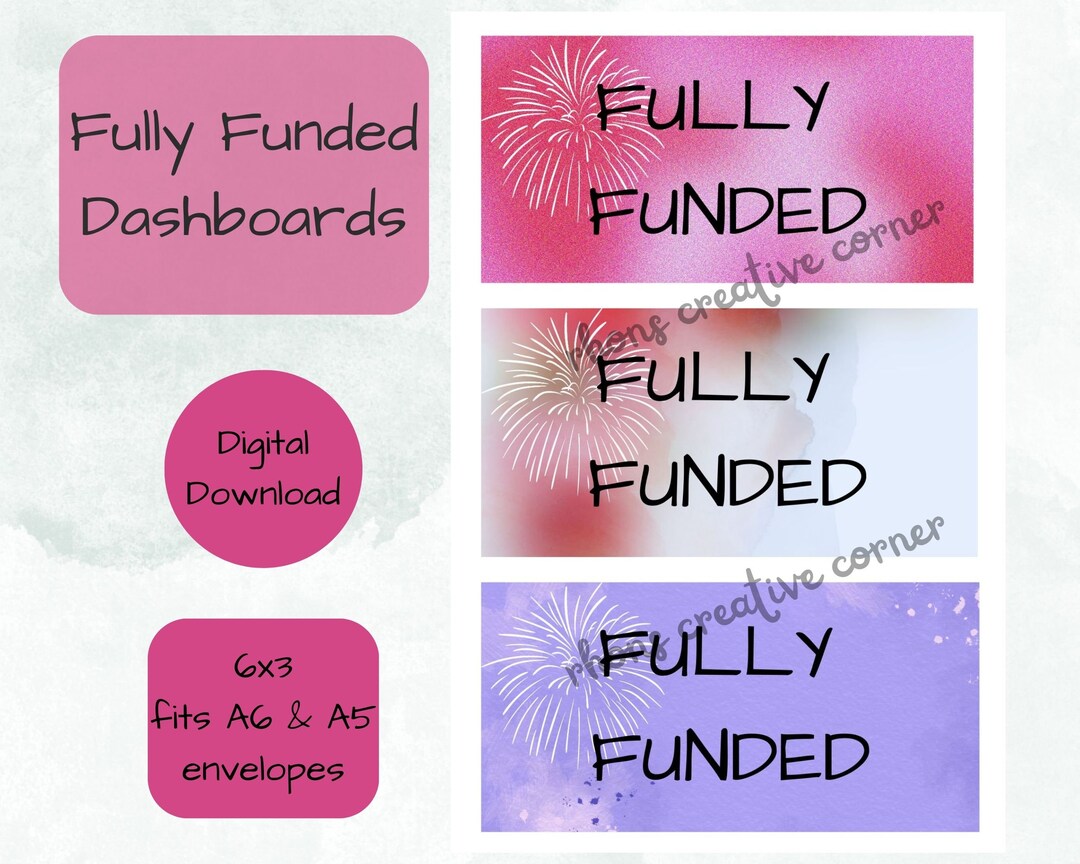 Fully Funded Dashboard Cards Set of 3 Placeholders, Printable PDF ...