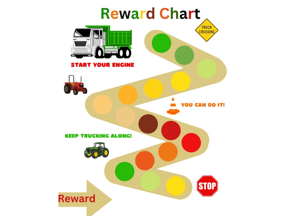 Printable Truck Rewards Chart, Trucks Behavior Chart for Boys, Truck ...