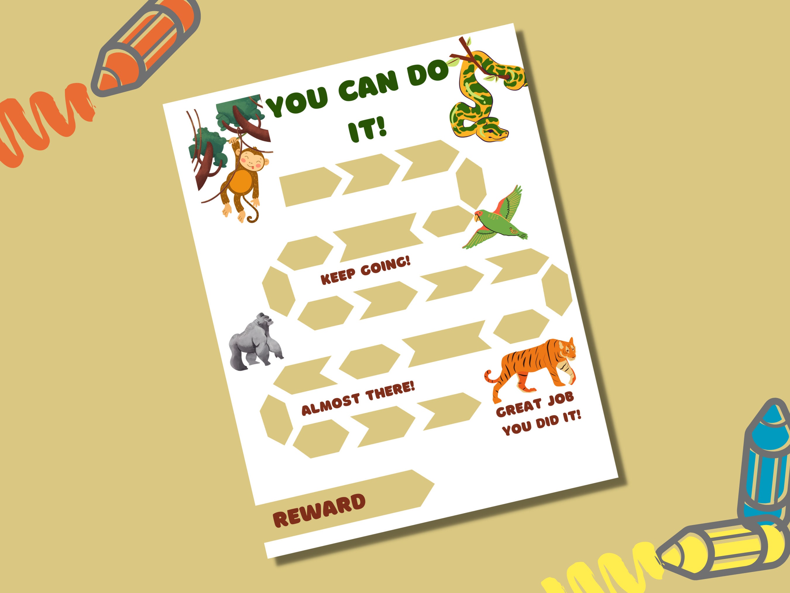 Jungle Reward Chart, Printable Jungle Behavior Chart, Digital Jungle ...