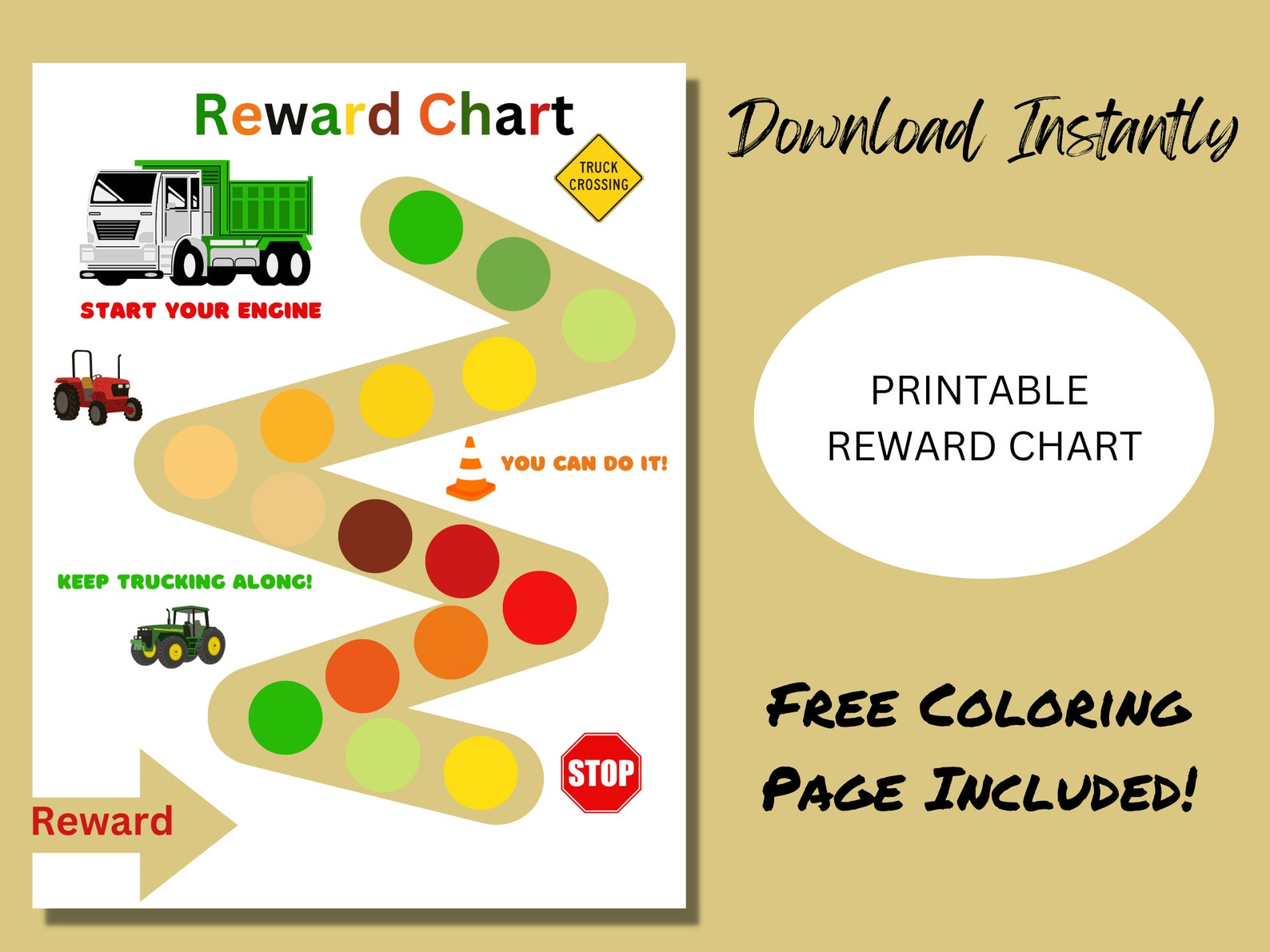 Printable Truck Rewards Chart, Trucks Behavior Chart for Boys, Truck ...