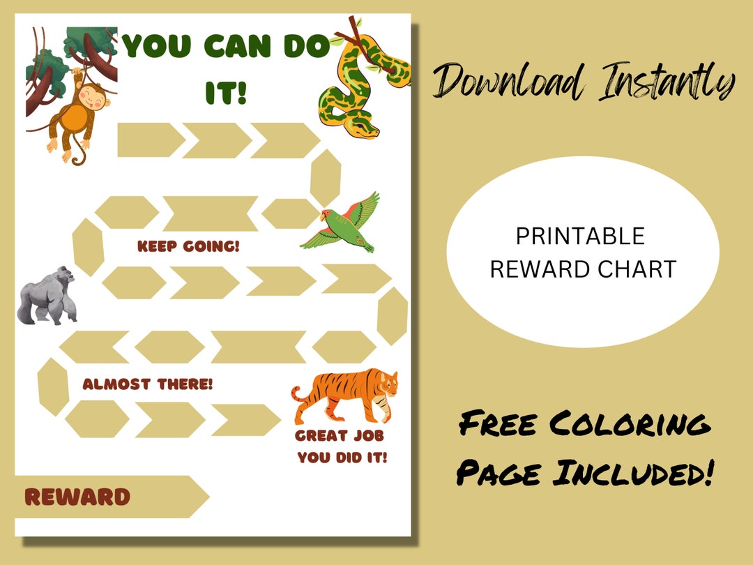 Jungle Reward Chart, Printable Jungle Behavior Chart, Digital Jungle ...