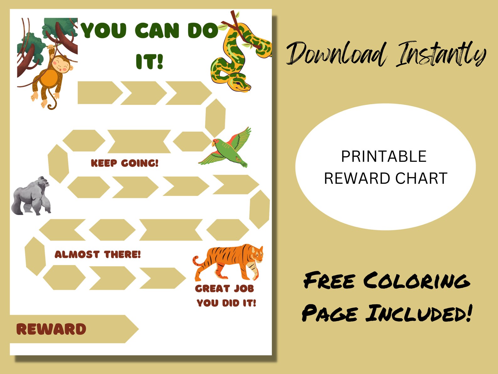 Jungle Reward Chart, Printable Jungle Behavior Chart, Digital Jungle ...