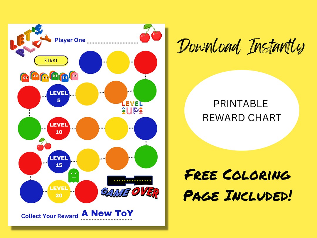 Printable Reward Charts for Kids. Pac Man Game Rewards Chart. Potty ...
