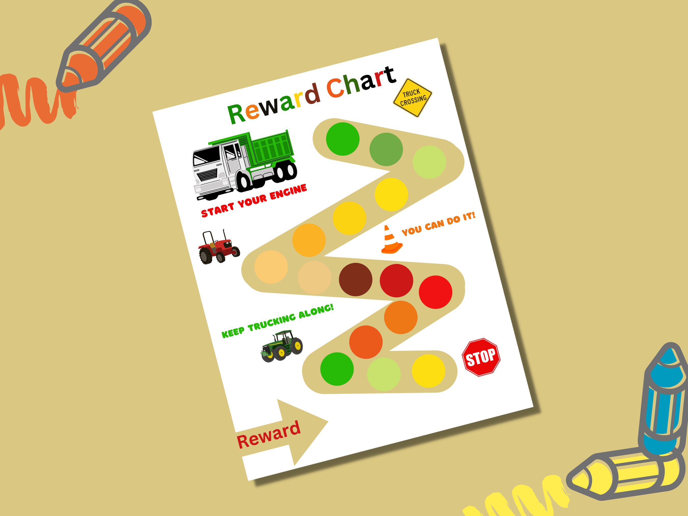 Printable Truck Rewards Chart, Trucks Behavior Chart for Boys, Truck ...