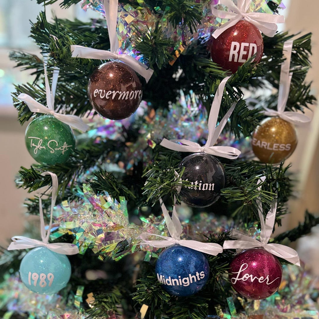 Album Themed Glitter Baubles L Christmas Baubles L Swiftmas Tree ...