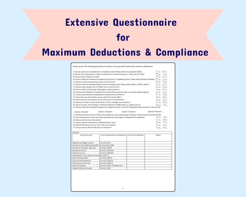 Ultimate Tax Organizer - Printable Tax Organizer for Individuals (1040 ...