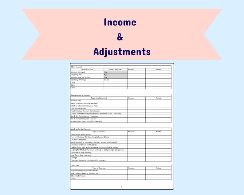 Ultimate Tax Organizer - Printable Tax Organizer for Individuals (1040 ...