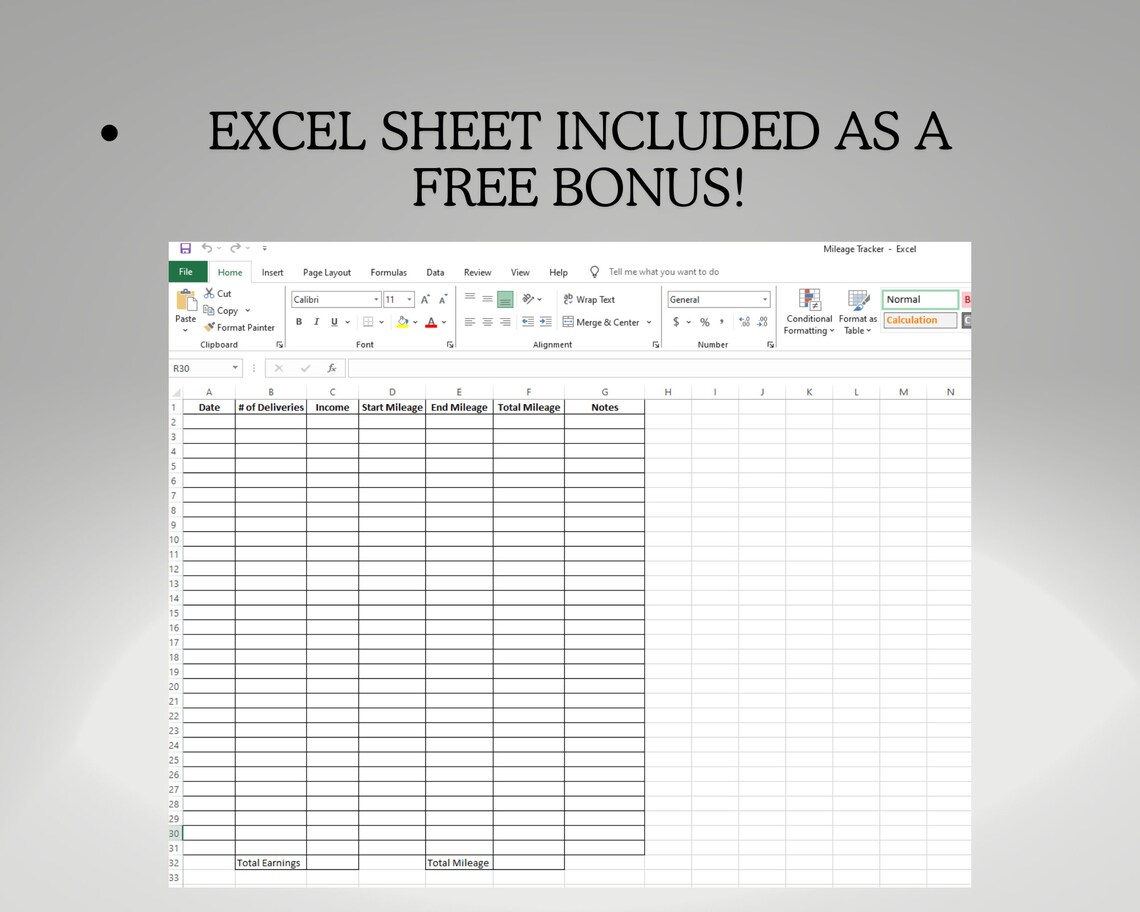 Ubereats Mileage Tracker Printable, Log Book Planner Taxes, Gig App ...