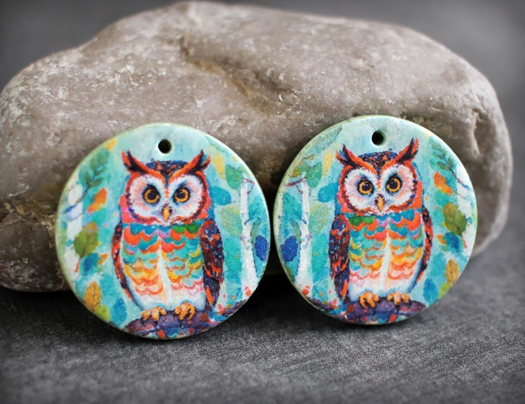 Polymer Clay Earring Components. Pair of Graphic Polyclay Charms ...
