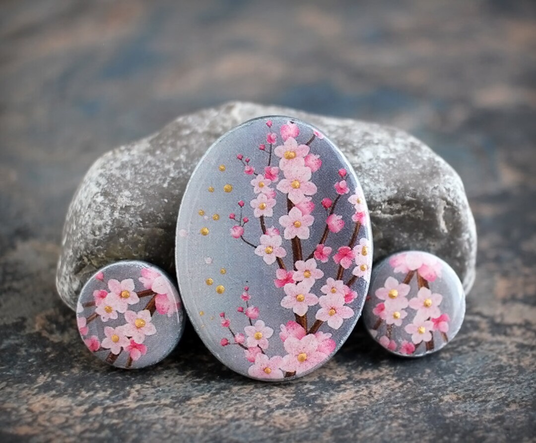 Sakura Polymer Clay and Resin Oval Cabochon Set. Transferred Image ...