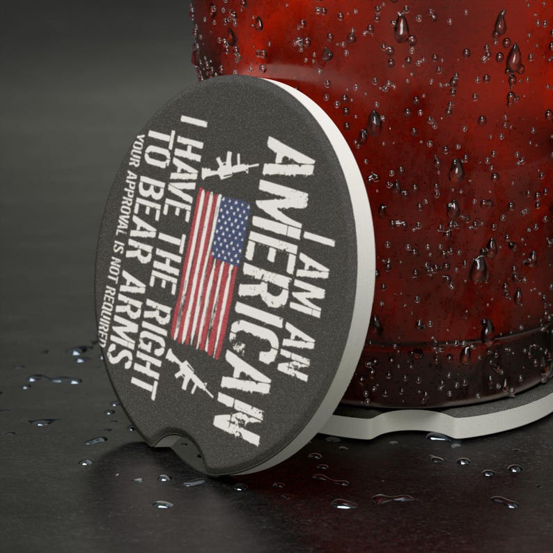 American Flag & Guns Car Coaster,absorbent Drink Holder Coaster,car ...