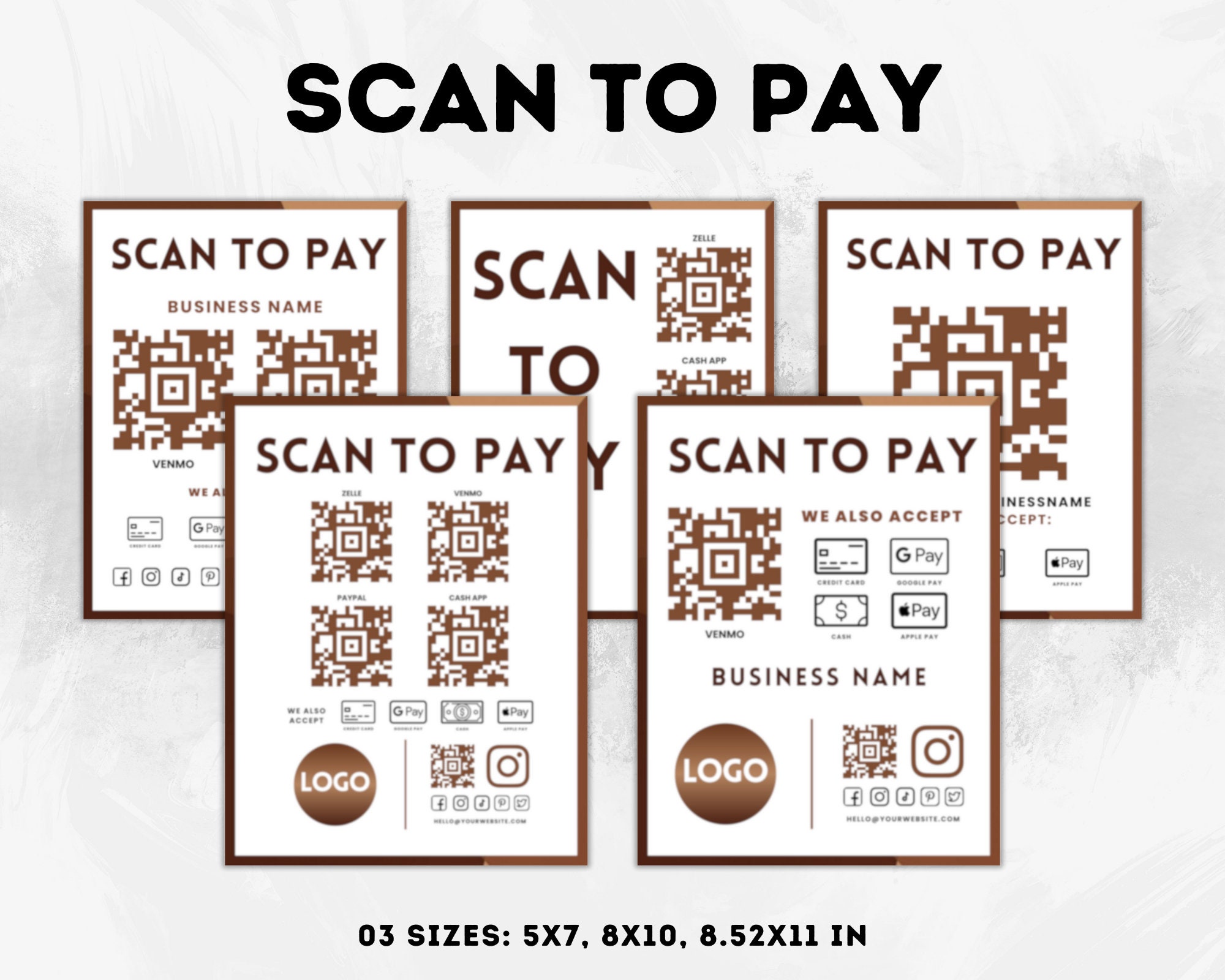 Scan to Pay QR Code Sign Editable Canva Template, Printable Payment ...