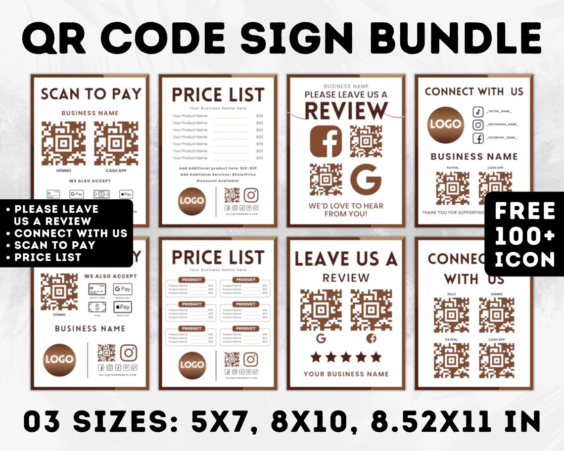 Scan to Pay QR Code Sign Editable Canva Template, Printable Payment ...