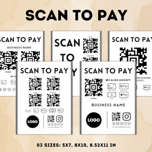 Editable Payment Sign Template Bundle, Printable Scan to Pay, Qr Code ...