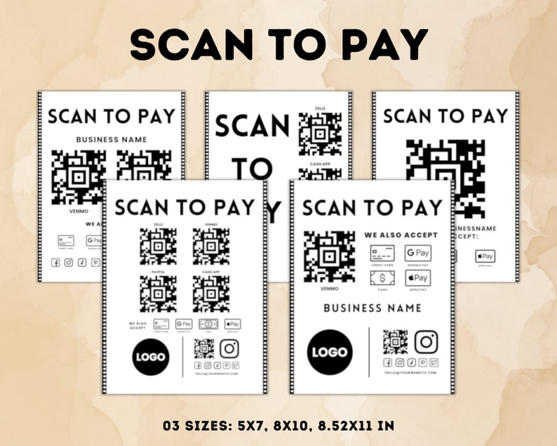 Editable Payment Sign Template Bundle, Printable Scan to Pay, Qr Code ... Editable Payment Sign Template Bundle, Printable Scan to Pay, Qr Code ...
