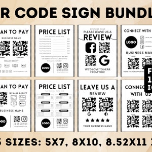 Editable Payment Sign Template Bundle, Printable Scan to Pay, Qr Code ...