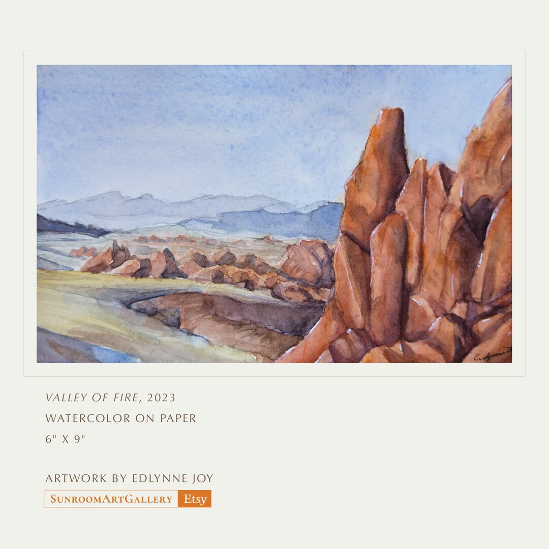 ORIGINAL Valley of Fire State Park, Nevada - Watercolor Painting - Fire ...