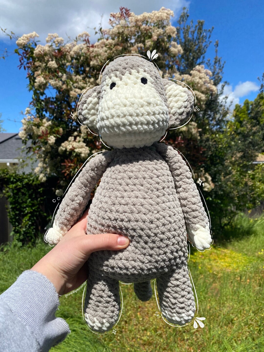 Crochet Monkey, Handmade Monkey Plush, Amigurumi Monkey Stuffed Animal ...