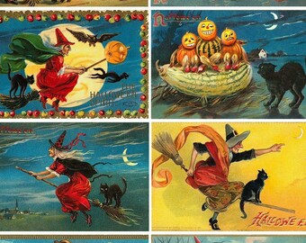 CLASSIC WITCHES Digital Printable Collage Sheet Vintage Halloween ...
