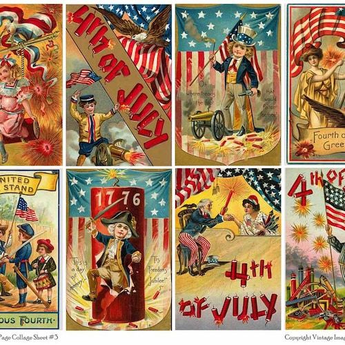 4TH OF JULY Vintage Postcards 6 Instant Download Digital - Etsy