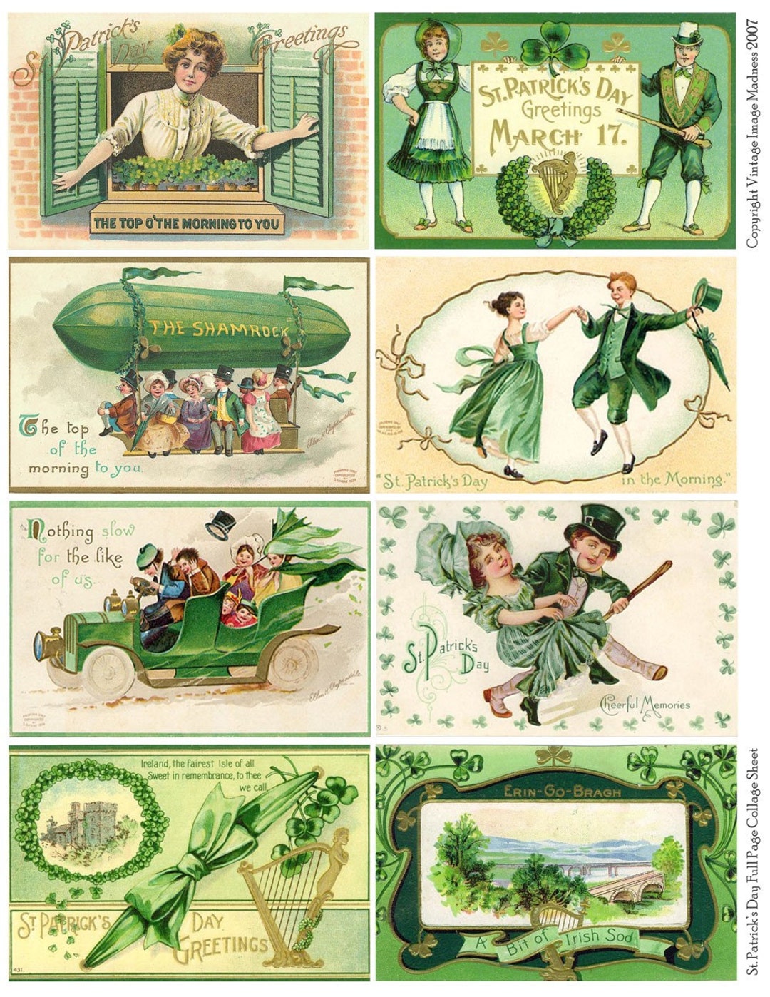 Vintage St Patricks Day Postcards - Instant Download Digital Collage ...