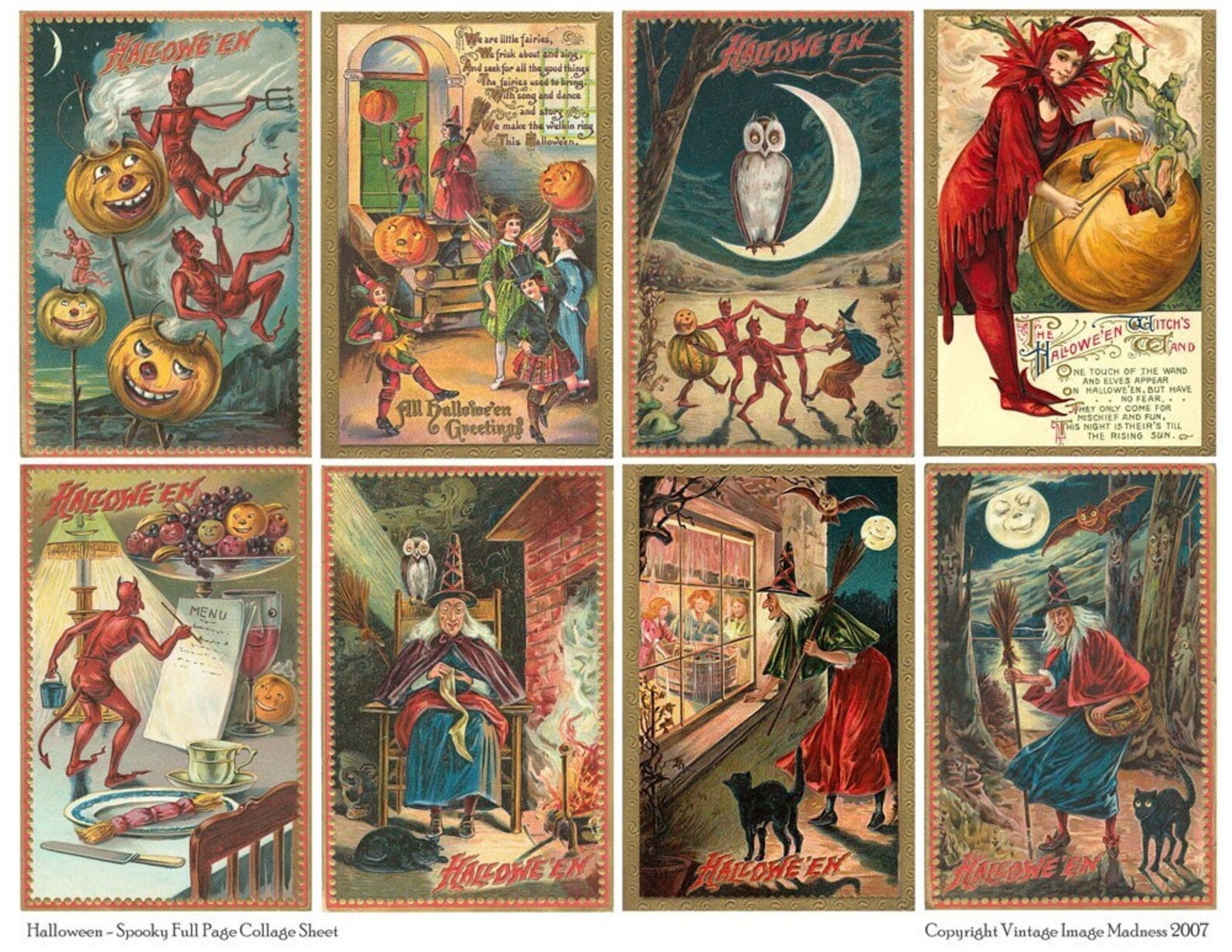 SPOOKY Vintage Halloween Postcards Instant Download Digital Collage ...