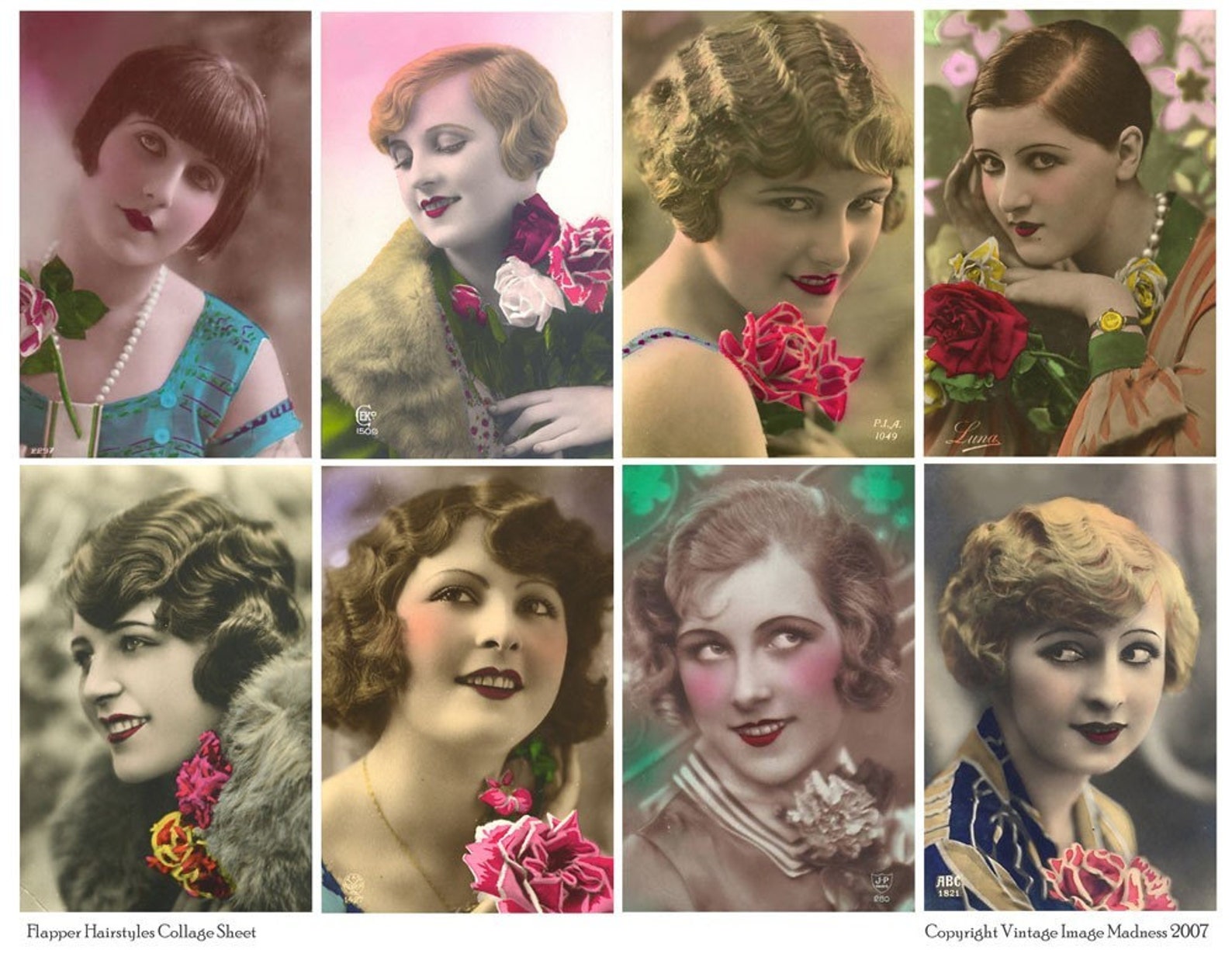 FLAPPER HAIRSTYLES Vintage Postcards - Instant Download Digital Collage ...