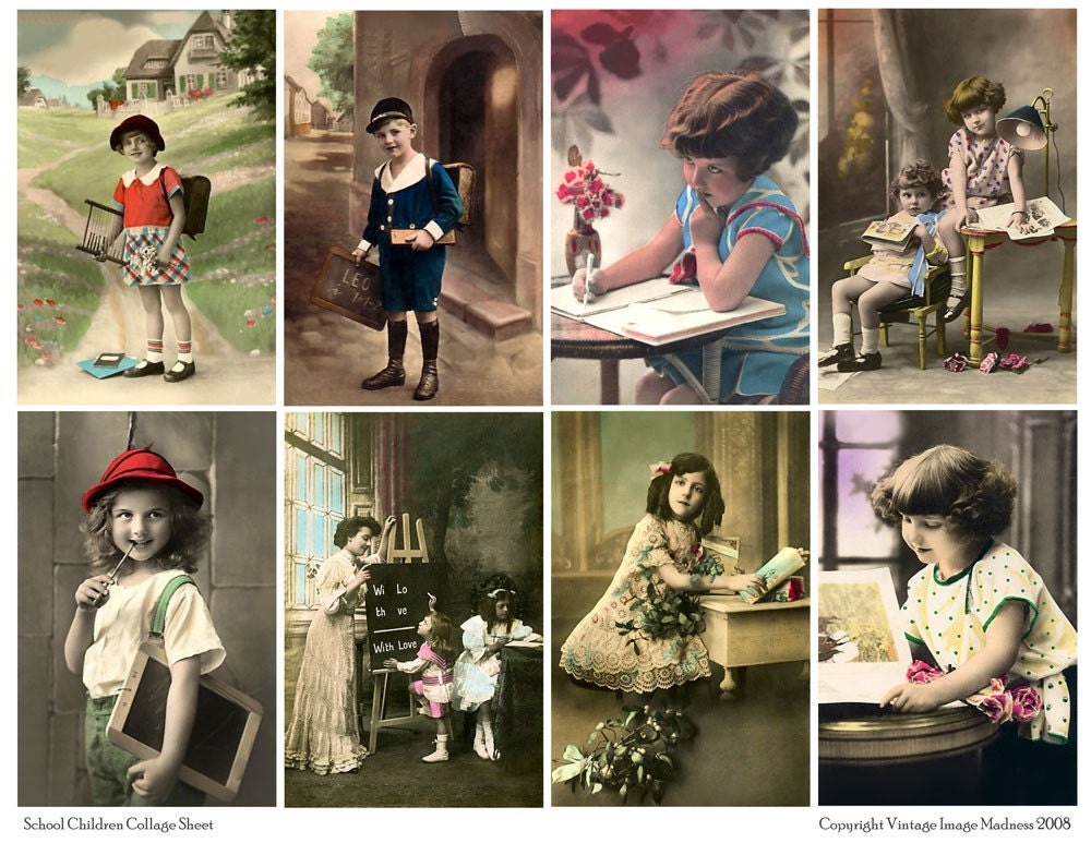 SCHOOL CHILDREN Vintage Postcards Instant Download Digital - Etsy