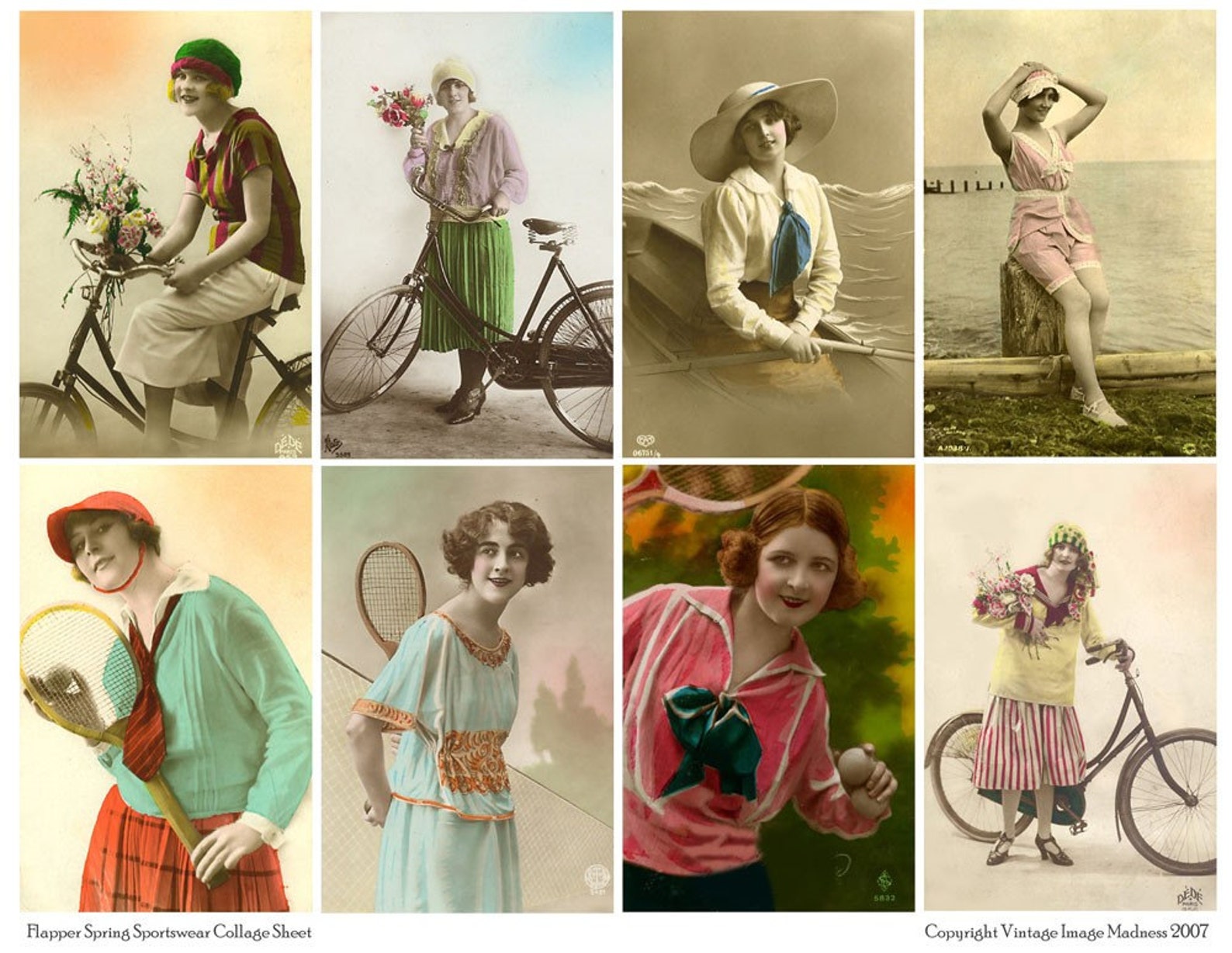 FLAPPER SPRING SPORTSWEAR Vintage Postcards - Instant Download Digital ...
