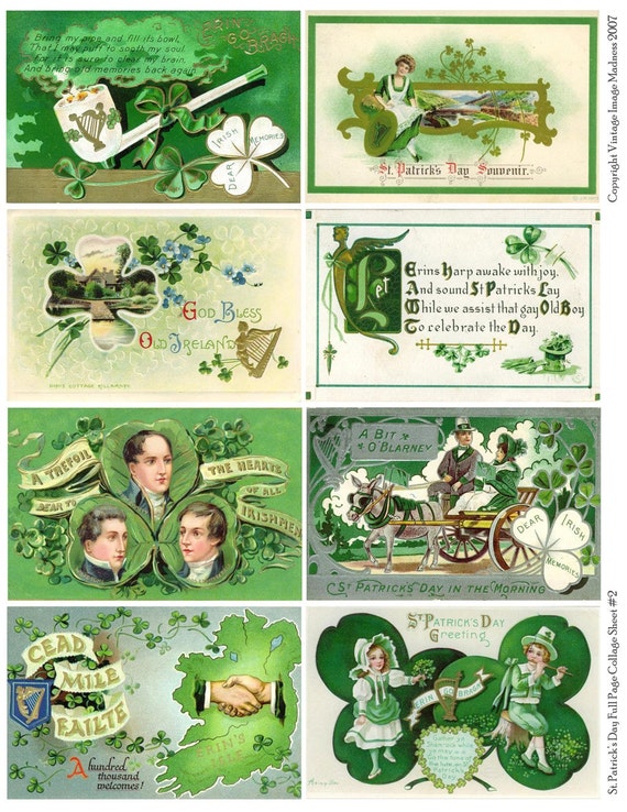 Vintage St Patricks Day Postcards 2 Instant Download Digital | Etsy