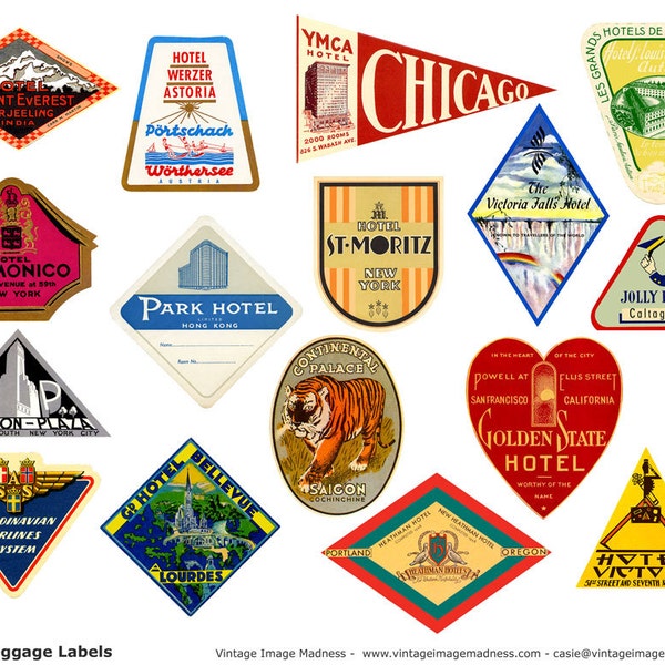Vintage Travel Luggage Stickers - Etsy