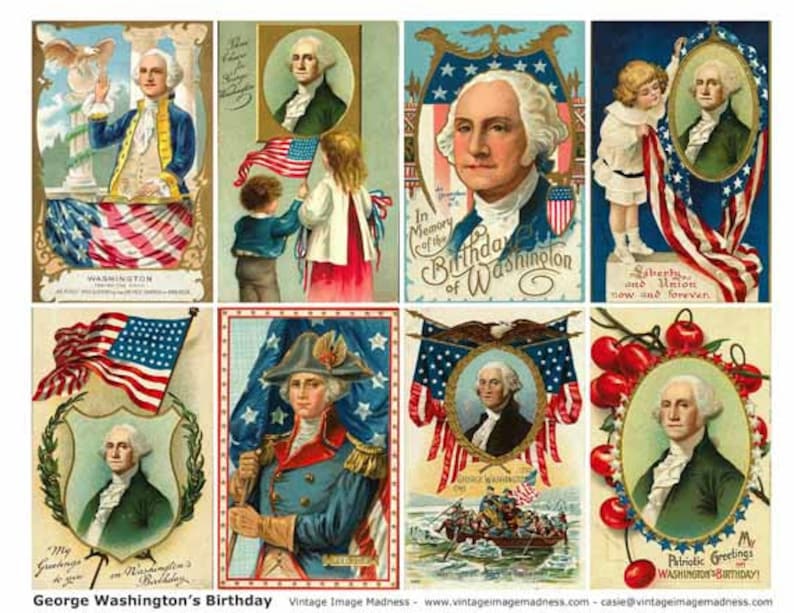GEORGE WASHINGTON BIRTHDAY Vintage Postcards - Instant Download Digital ...