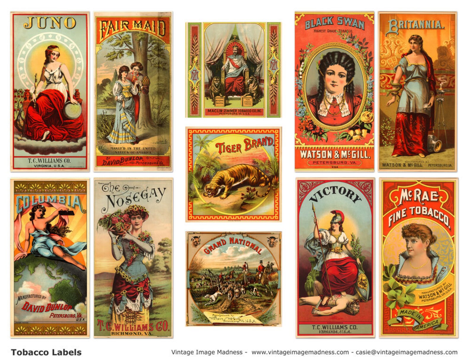 TOBACCO LABELS Vintage Images - Instant Download Digital Collage Sheet ...