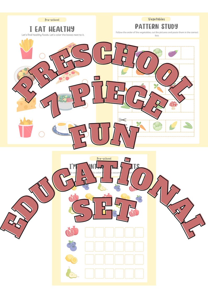 Engaging Food-themed 7 Piece Preschool Fun Educational Set Interactive ...