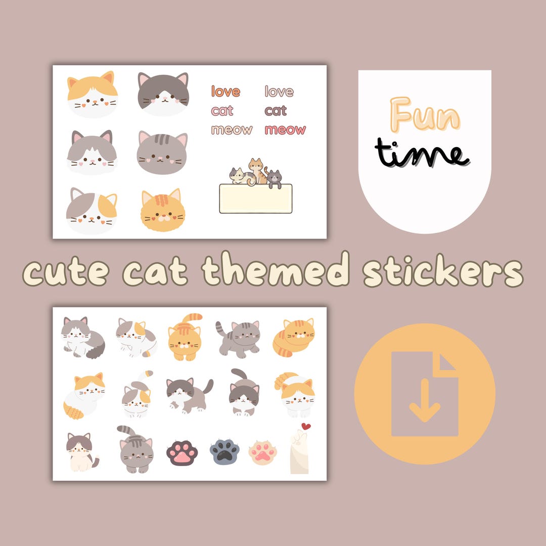 Cute Cat Sticker Set | Designs Everyone Will Love - Etsy