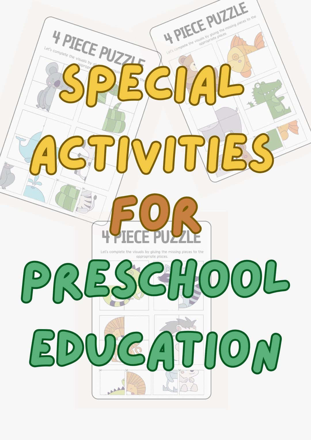 Engaging Animal-themed 4 Piece Puzzle for Kids | Digital Download | Fun ...